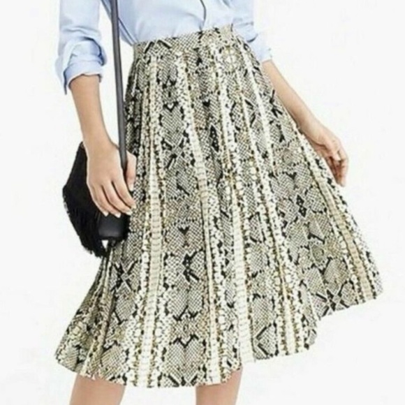 J. Crew | Skirts | J Crew Snake Python Pleated Midi Skirt A Line | Poshmark